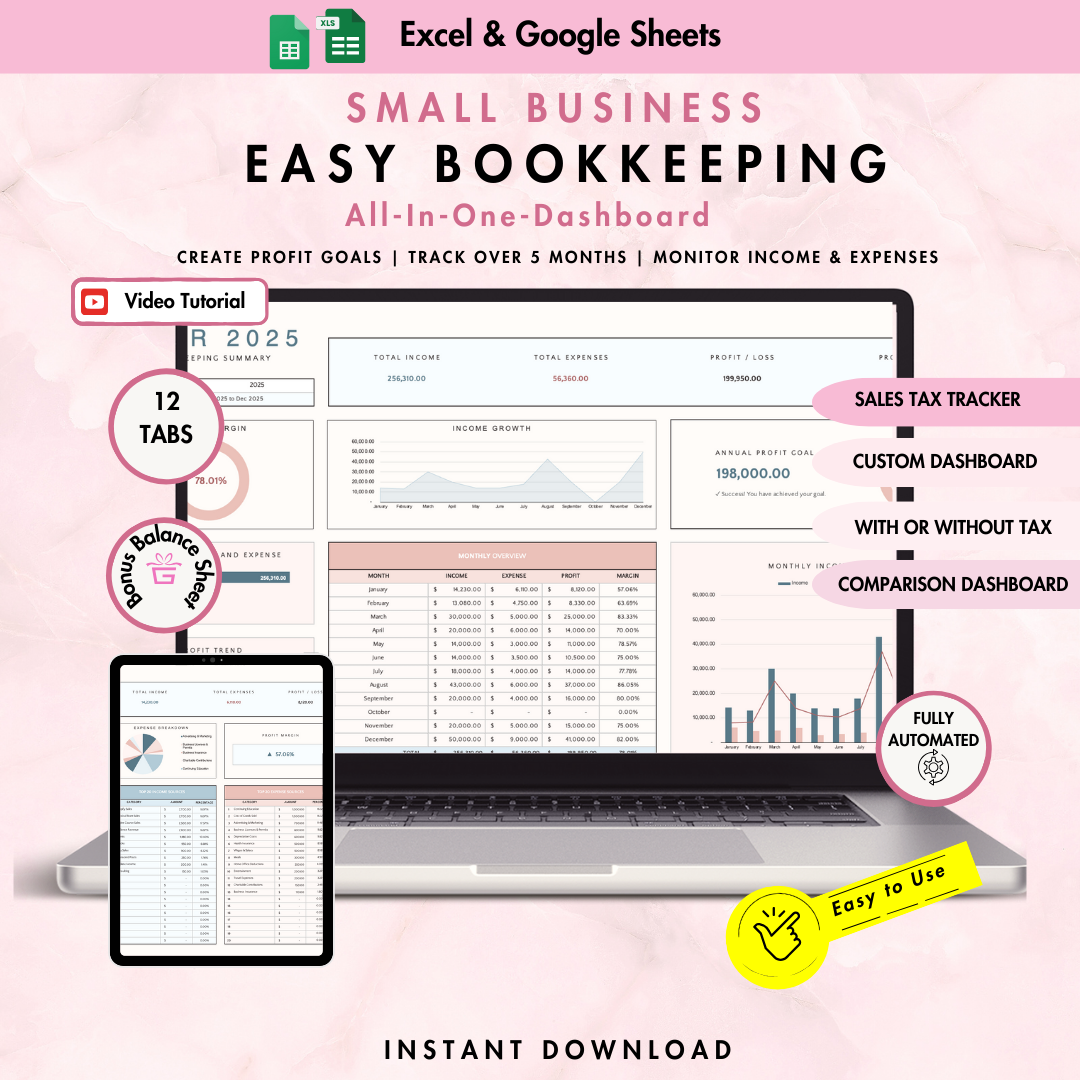 Small Business Easy Bookkeeping Tracker – Lady Stacks